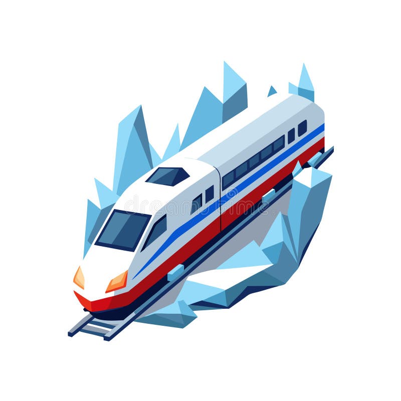Isometric High-Speed Train Vector Illustration on White Background ...