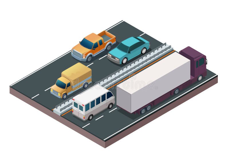 Isometric highway traffic stock vector. Illustration of drive - 323074370