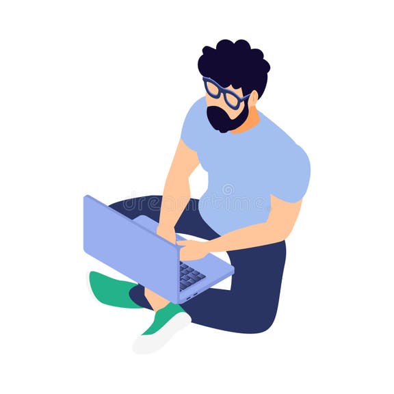 Isometric Hipster Programmer Composition Stock Vector - Illustration of ...