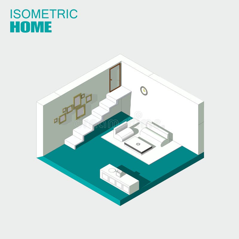 Isometric home stock illustration. Illustration of inside - 86410156