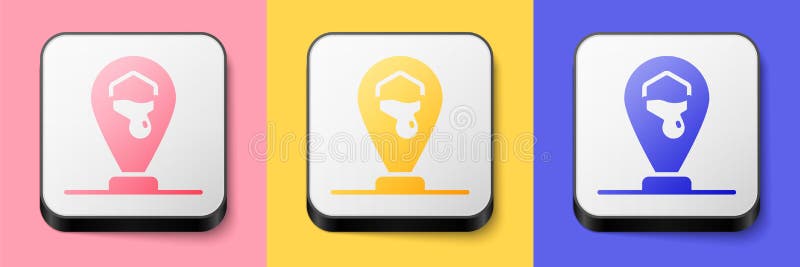 Isometric Honeycomb Bee Location Map Pin Pointer Icon Isolated on Pink ...