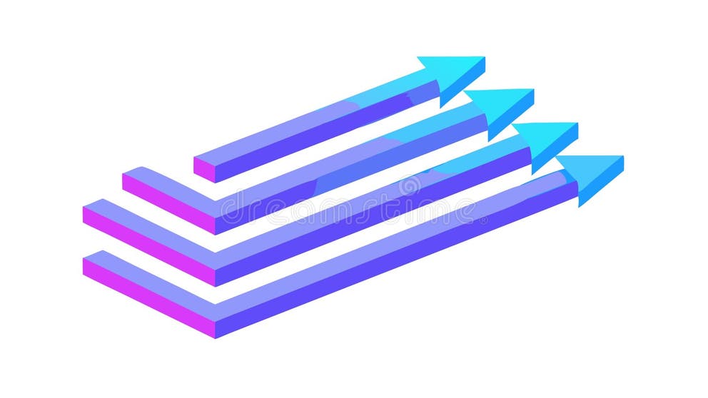 Isometric Horizontal Arrows for Progress and Direction, Vector Design ...