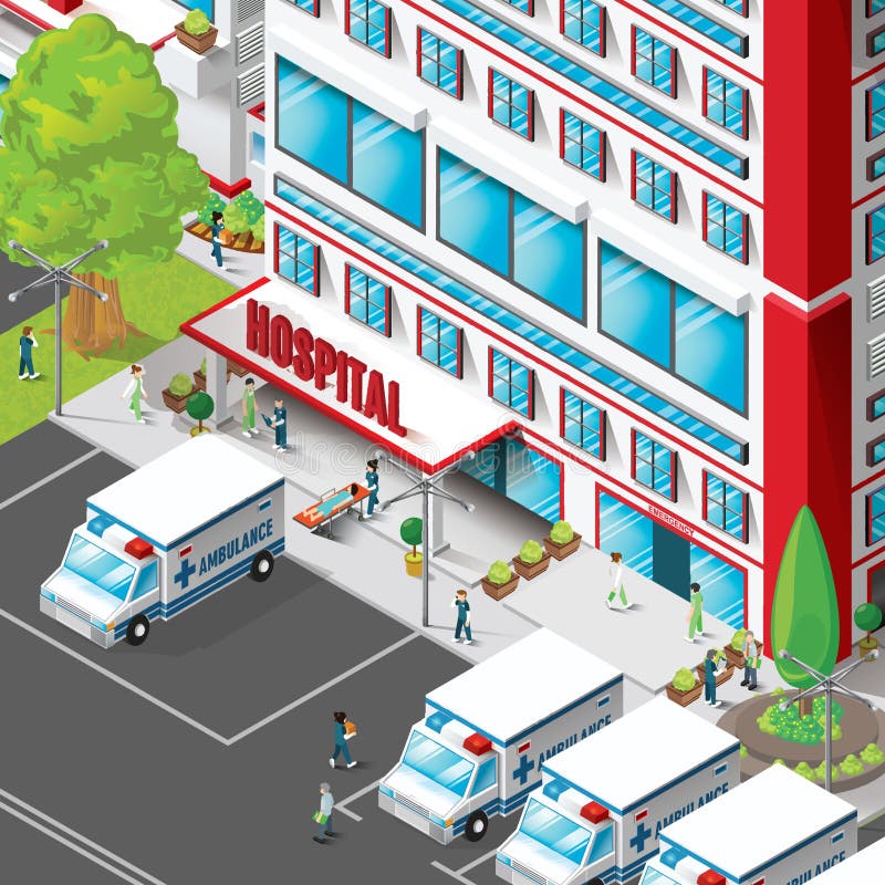 Isometric of Hospital Building. Vector Illustration Decorative Design ...