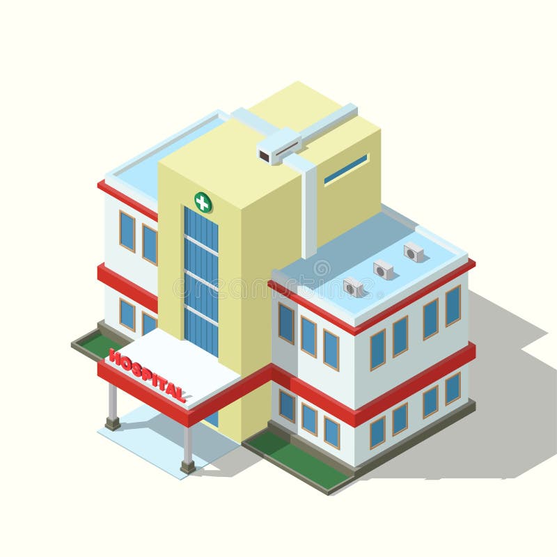 Isometric Hospital Building Stock Vector - Illustration of center ...