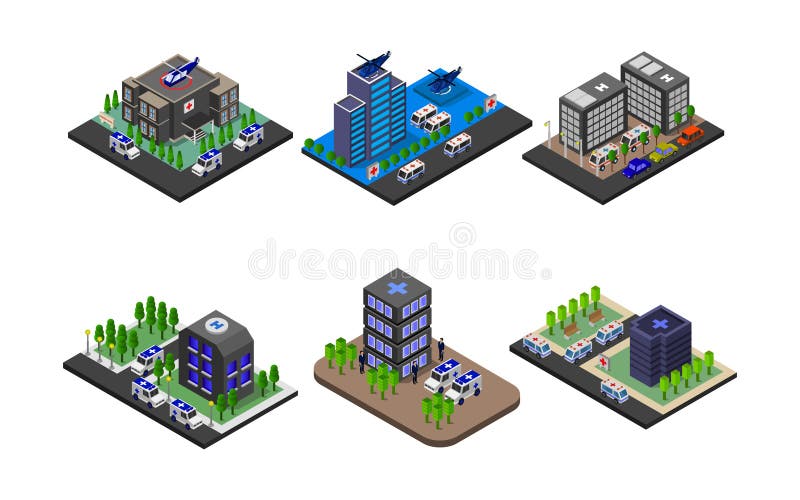 Isometric Hospital Room Set Vector Illustration Stock Illustration ...