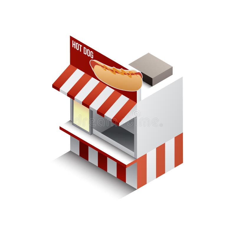 Isometric Hot Dog Store. Vector Illustration Decorative Design Stock ...