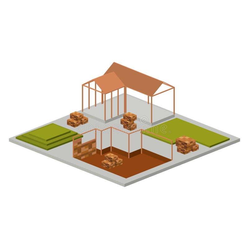 Isometric House Architecture Model Design Stock Vector - Illustration ...