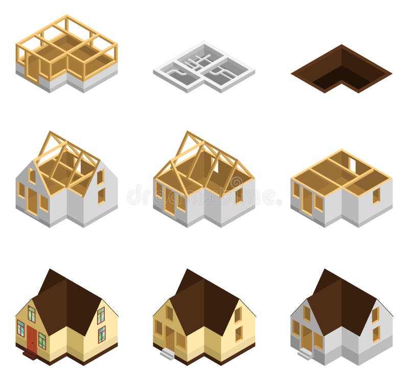 House Construction Stages Stock Illustrations – 694 House Construction ...