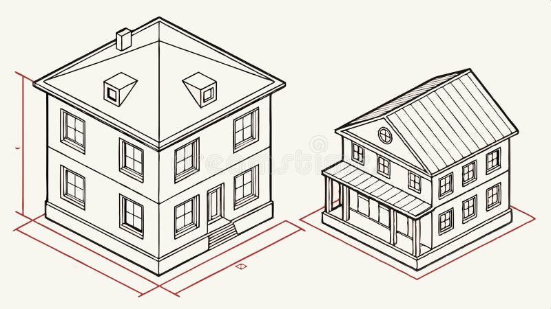 Isometric House Designs, Architectural Model View Vector Design ...
