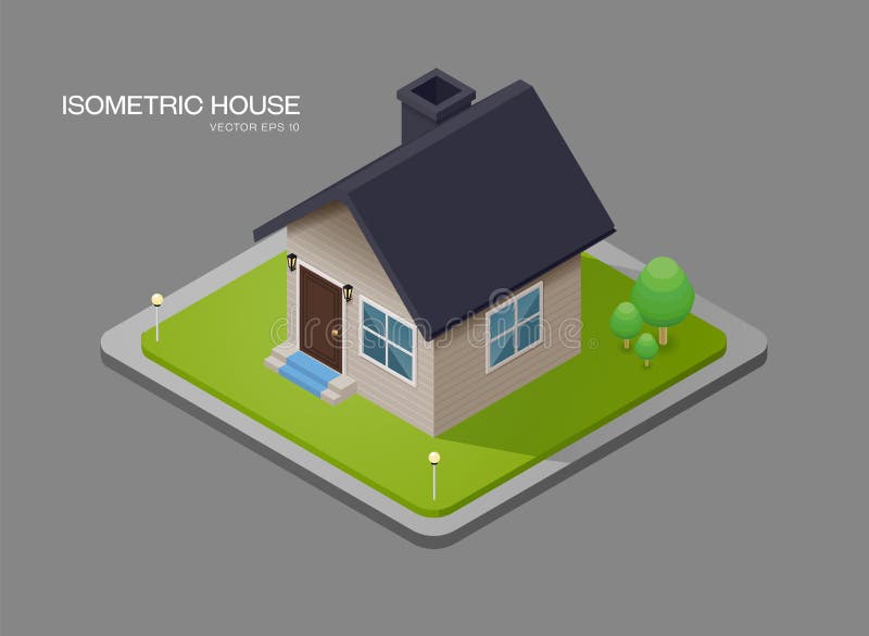 Isometric house on ground stock vector. Illustration of building - 98213291