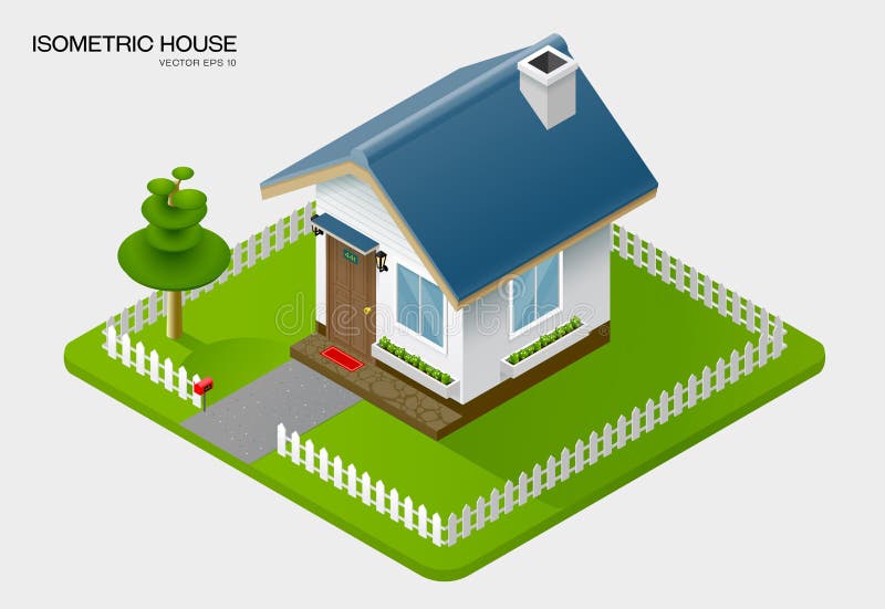 Isometric house on ground stock vector. Illustration of architect ...