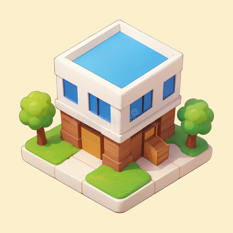 Isometric House Icon Cartoon Illustration Isolated in White Background ...
