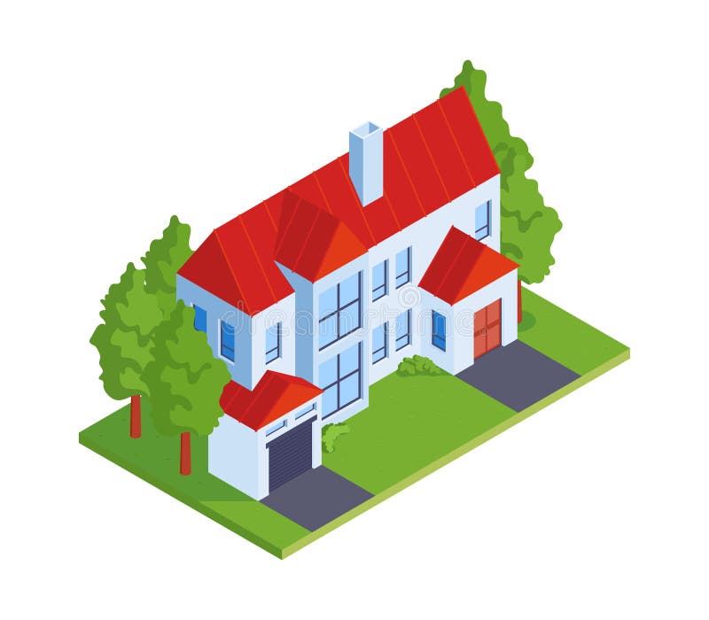 Isometric House Icon stock vector. Illustration of building - 244804960