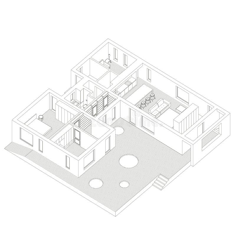 Isometric house inside stock vector. Illustration of isometric - 68814438