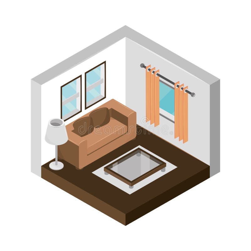 Isometric House Living Room Stock Vector - Illustration of interior ...