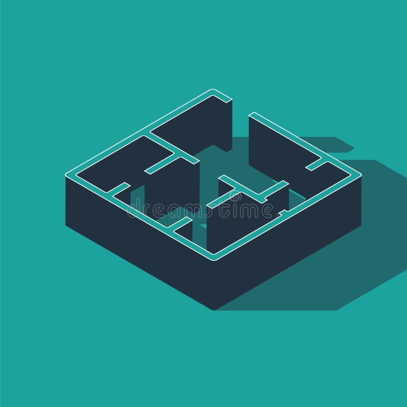 Isometric House Plan Icon Isolated on Green Background Stock Vector ...