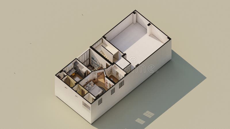 Isometric House Plan- Residential Architecture Model 3d Rendering 2 ...