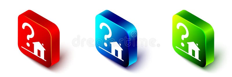 Isometric House with Question Mark Icon Isolated on White Background ...