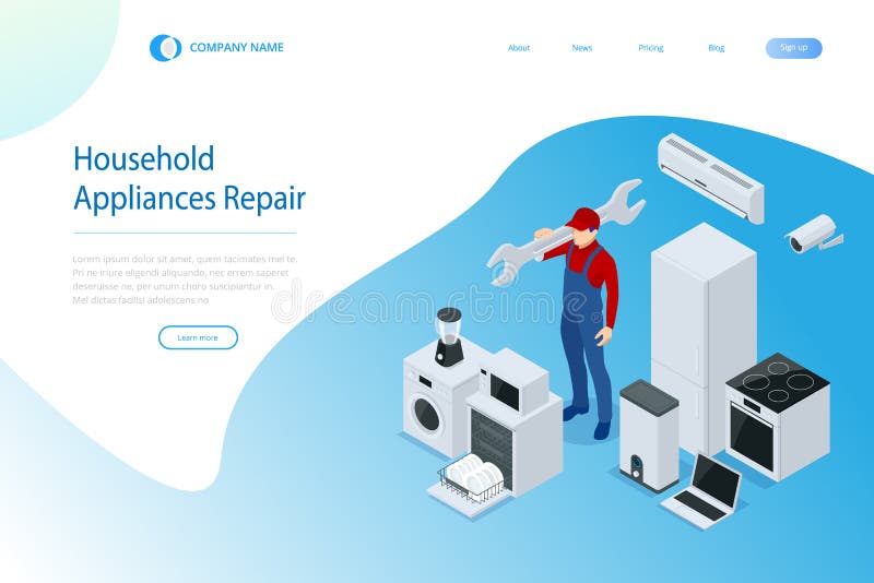 Isometric Household Appliances Repair Concept. Repair Support Service ...