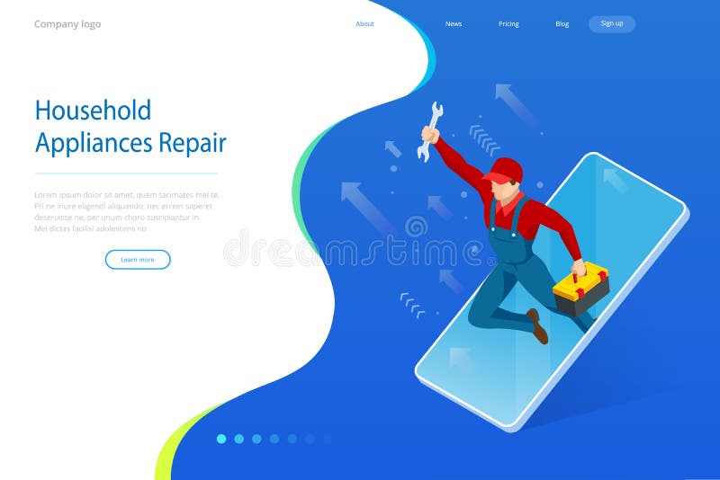 Isometric Household Appliances Repair Concept. Repair Support Service ...
