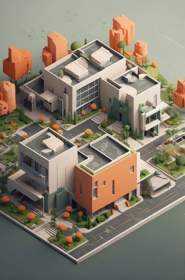 Isometric Housing Complex Vector: Blender Style, Low-Poly, Real Estate ...