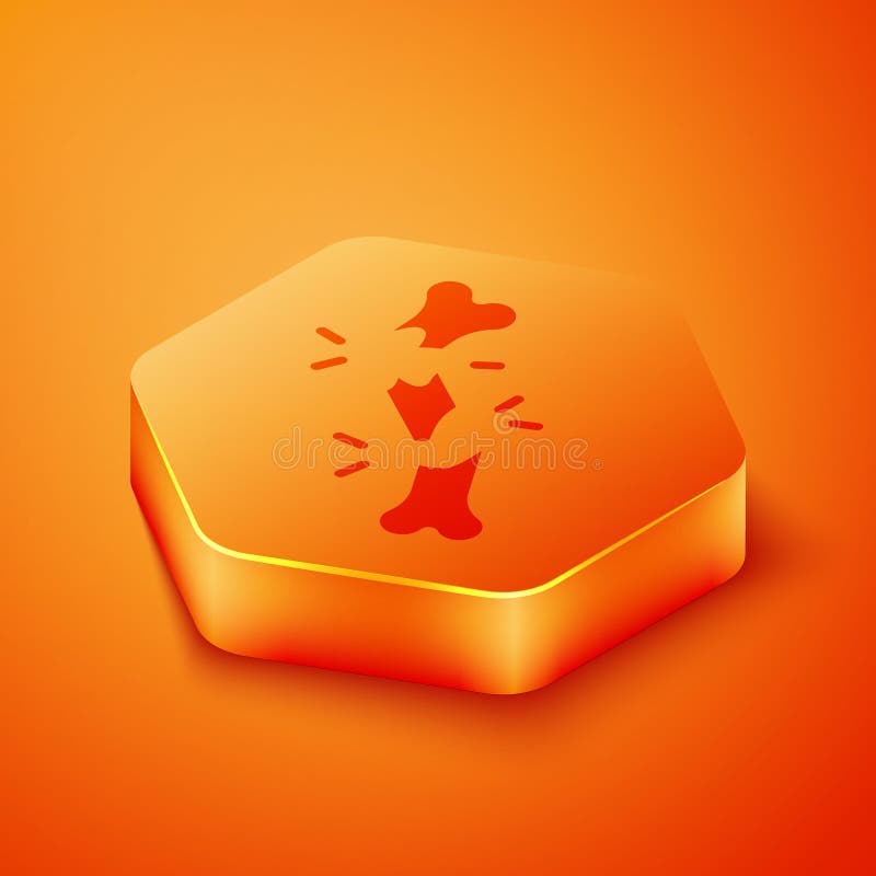 Isometric Human Broken Bone Icon Isolated on Orange Background. Orange ...