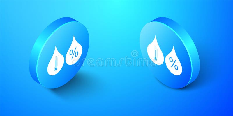 Isometric Humidity Icon Isolated on Blue Background. Weather and ...