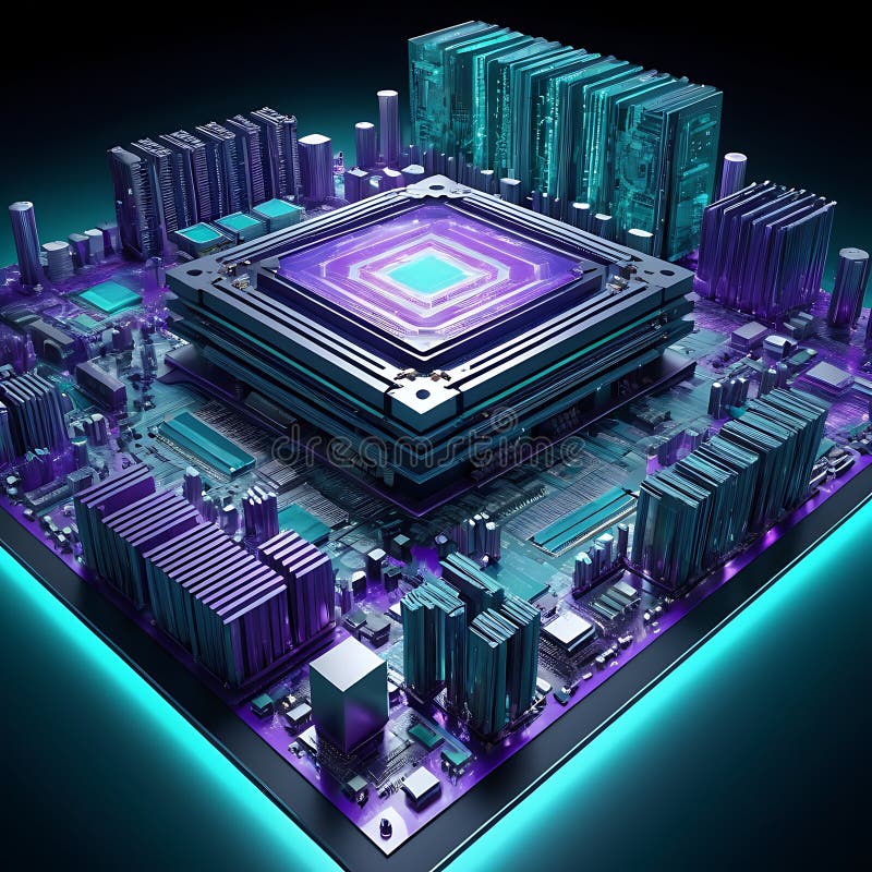 Futuristic Nano-Tech Computer Isometric View Stock Illustration ...