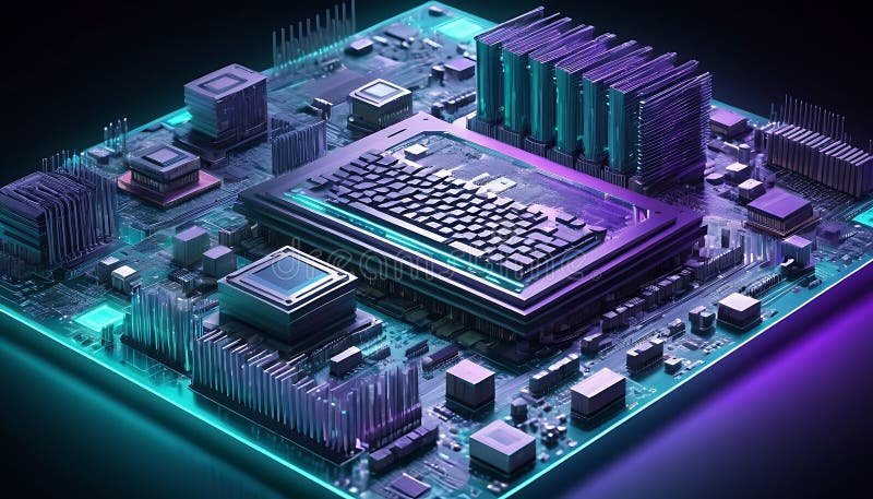 Futuristic Nano-Tech Computer Isometric View Stock Illustration ...