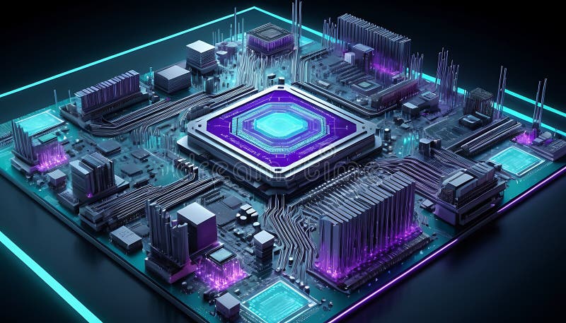 Futuristic Nano-Tech Computer Isometric View Stock Illustration ...