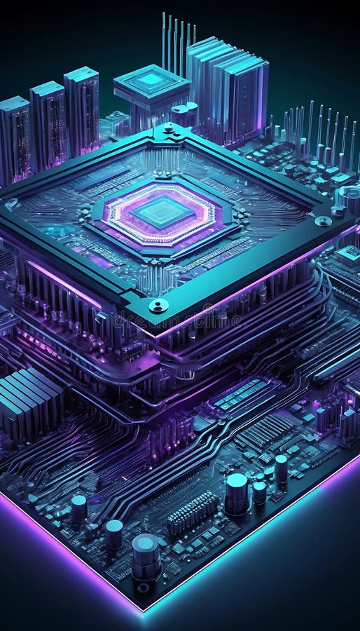 Futuristic Nano-Tech Computer Isometric View Stock Illustration ...