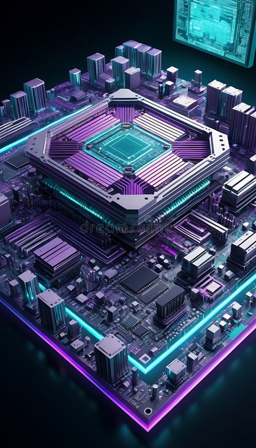 Futuristic Nano-Tech Computer Isometric View Stock Illustration ...