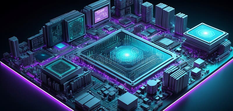 Futuristic Nano-Tech Computer Isometric View Stock Illustration ...