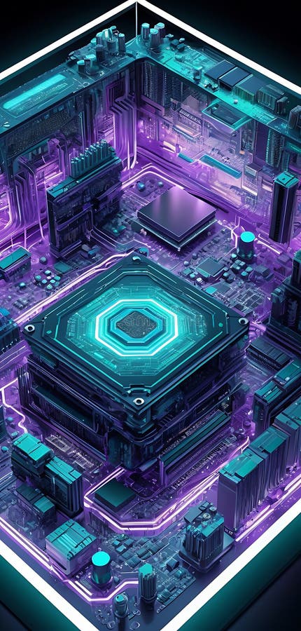 Futuristic Nano-Tech Computer Isometric View Stock Illustration ...