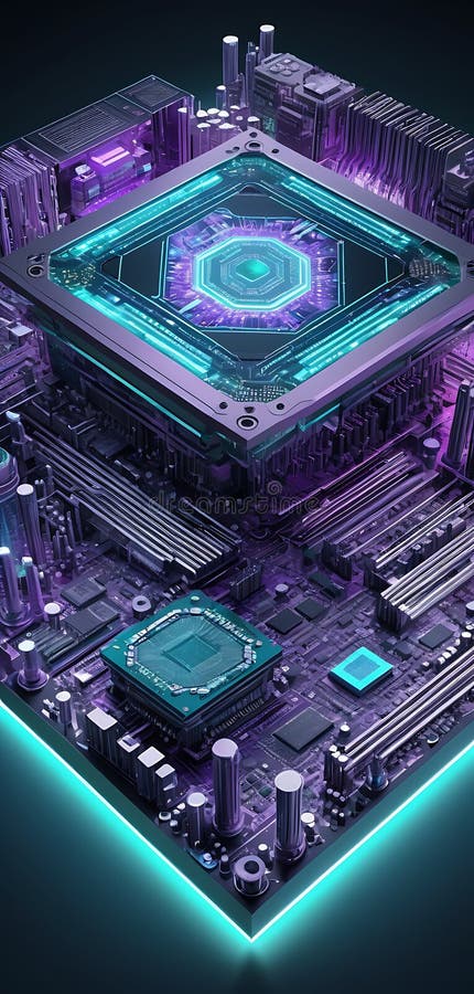 Futuristic Nano-Tech Computer Isometric View Stock Illustration ...