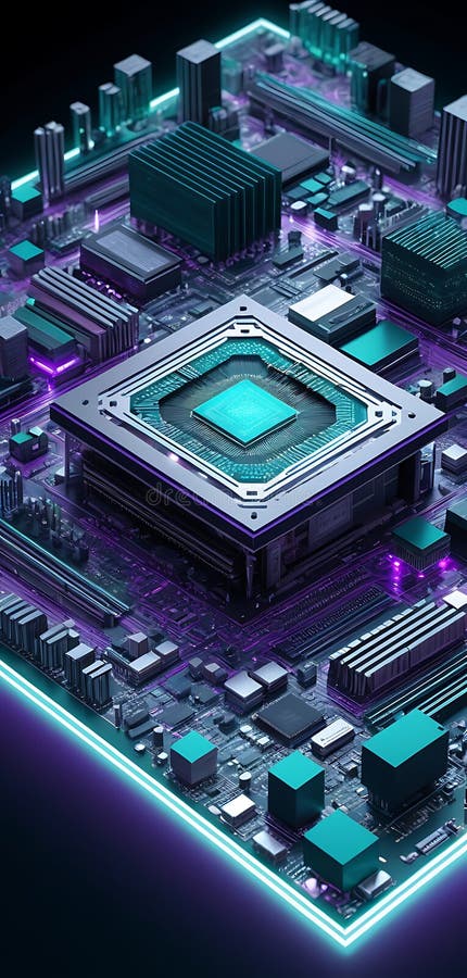 Futuristic Nano-Tech Computer Isometric View Stock Illustration ...