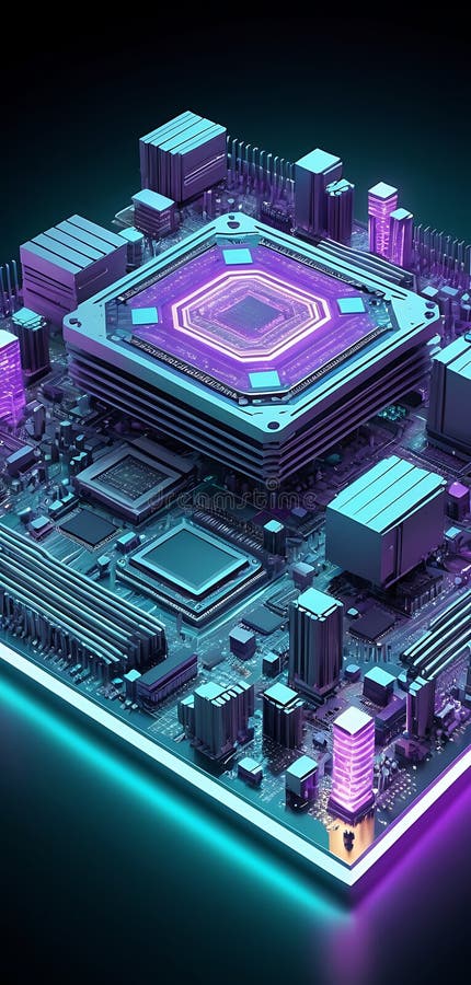 Futuristic Nano-Tech Computer Isometric View Stock Illustration ...