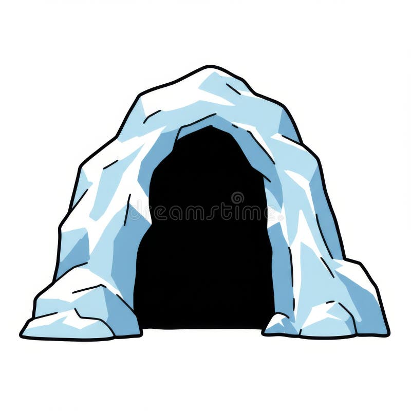 Isometric Ice Cave Entrance for Game with Pixelated Texture on White ...