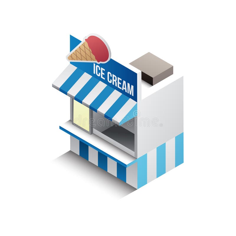 Isometric Ice Cream Store. Vector Illustration Decorative Design Stock ...