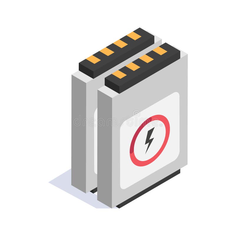 Isometric Icon of a Battery, Representing Power and Energy Storage for ...