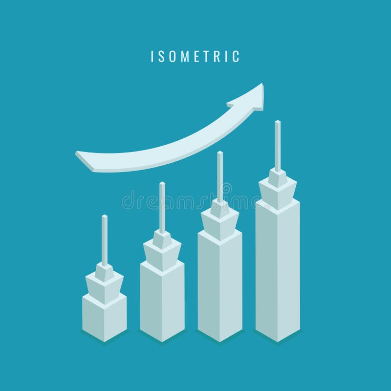 Isometric. Icon. Business Building Graph Stock Vector - Illustration of ...