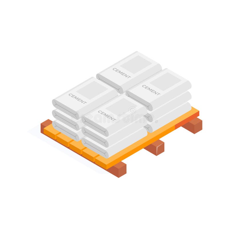 Isometric Icon of Cement Bags, Essential for Construction and Building ...