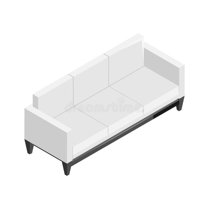 An Isometric Icon of a Contemporary White Sofa. Stock Vector ...