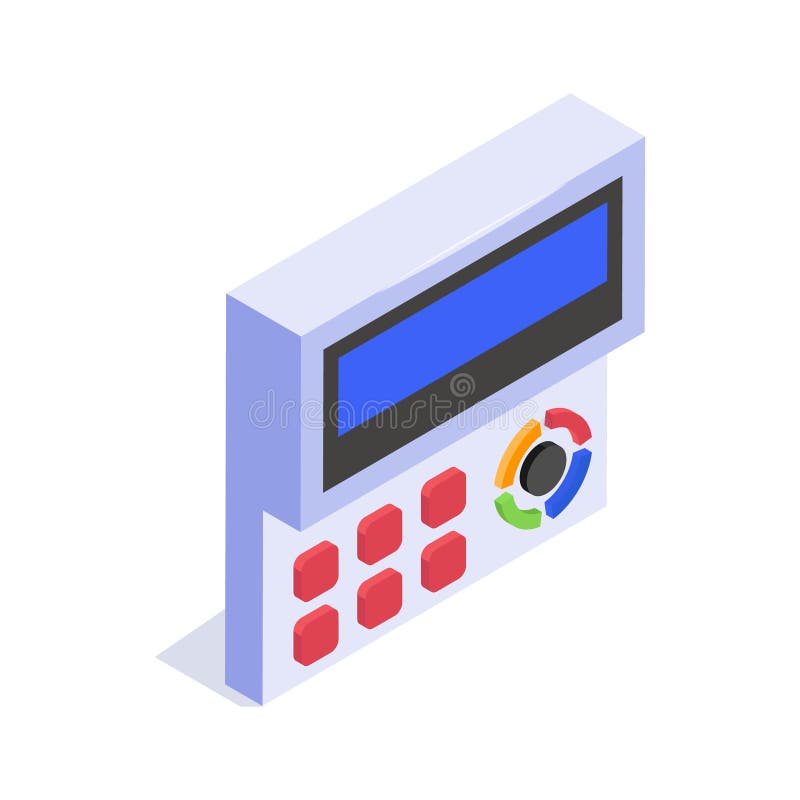 An Isometric Icon of a Digital Control Panel with Buttons and a Display ...
