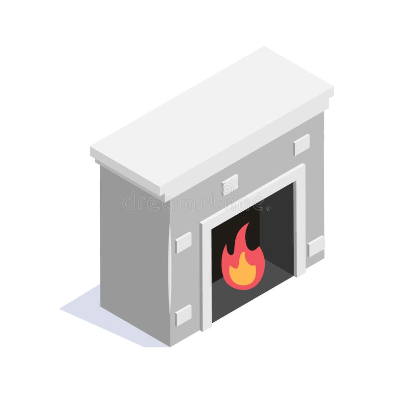 An Isometric Icon of Fireplane, Fire Hearth Vector Design Stock Vector ...