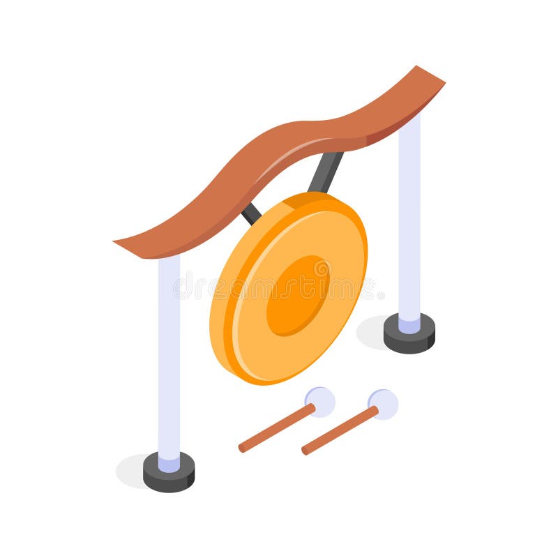 An Isometric Icon of Gong in Modern Style, Ready To Use Vector Stock ...