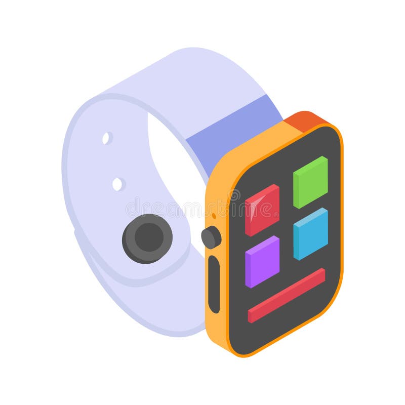 An Isometric Icon of a Modern Smartwatch. Stock Vector - Illustration ...