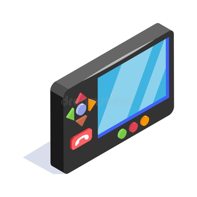 Isometric Icon of a Portable Gaming Console with a Screen and Controls ...