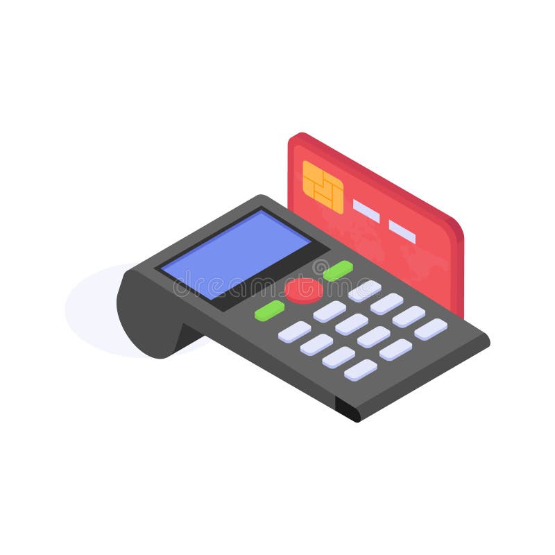 Isometric Icon of a POS Terminal, for Card Payments in Retail Stores ...