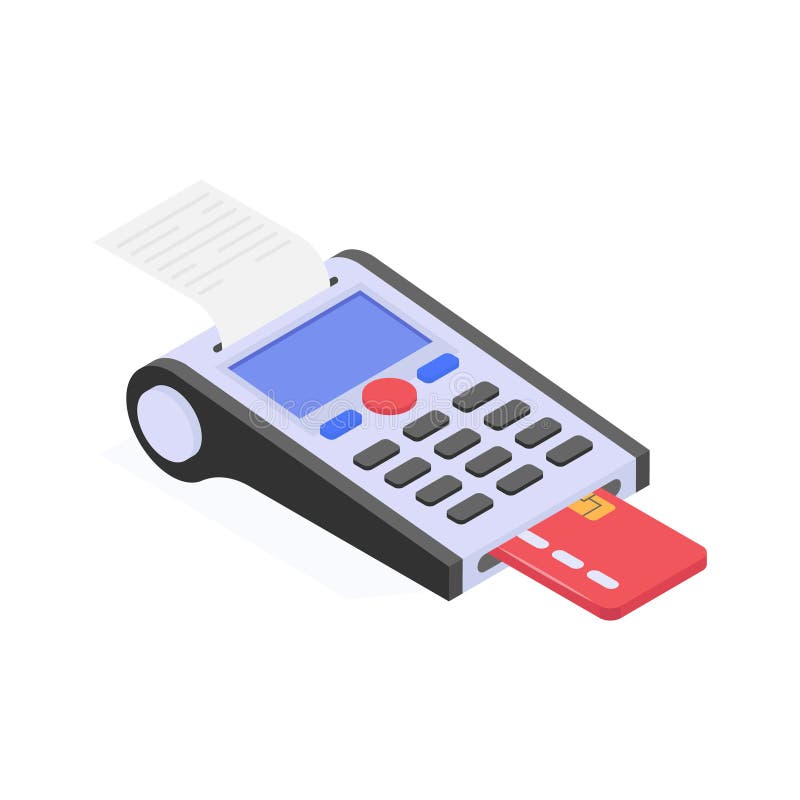 Isometric Icon of a POS Terminal Printing a Receipt, Indicating ...